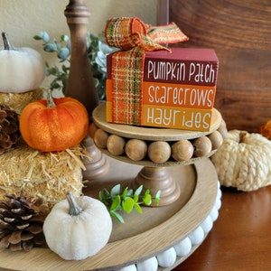 Fall Book Stack, Fall Tiered Tray Decor, Mini Wooden Books, Fall Decor ...