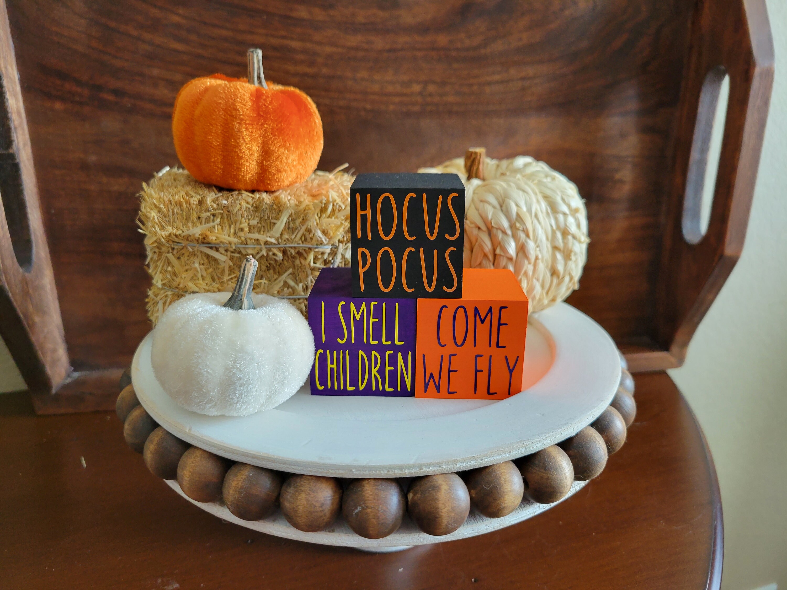 Hocus Pocus Wooden Blocks/hocus Pocus Decor/tiered Tray Decor/shelf ...