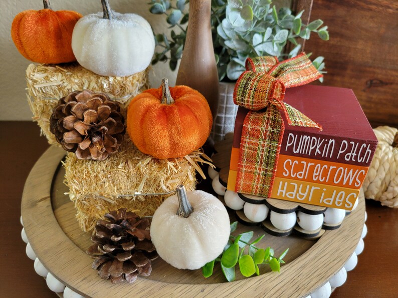 Fall Book Stack, Fall Tiered Tray Decor, Mini Wooden Books, Fall Decor ...