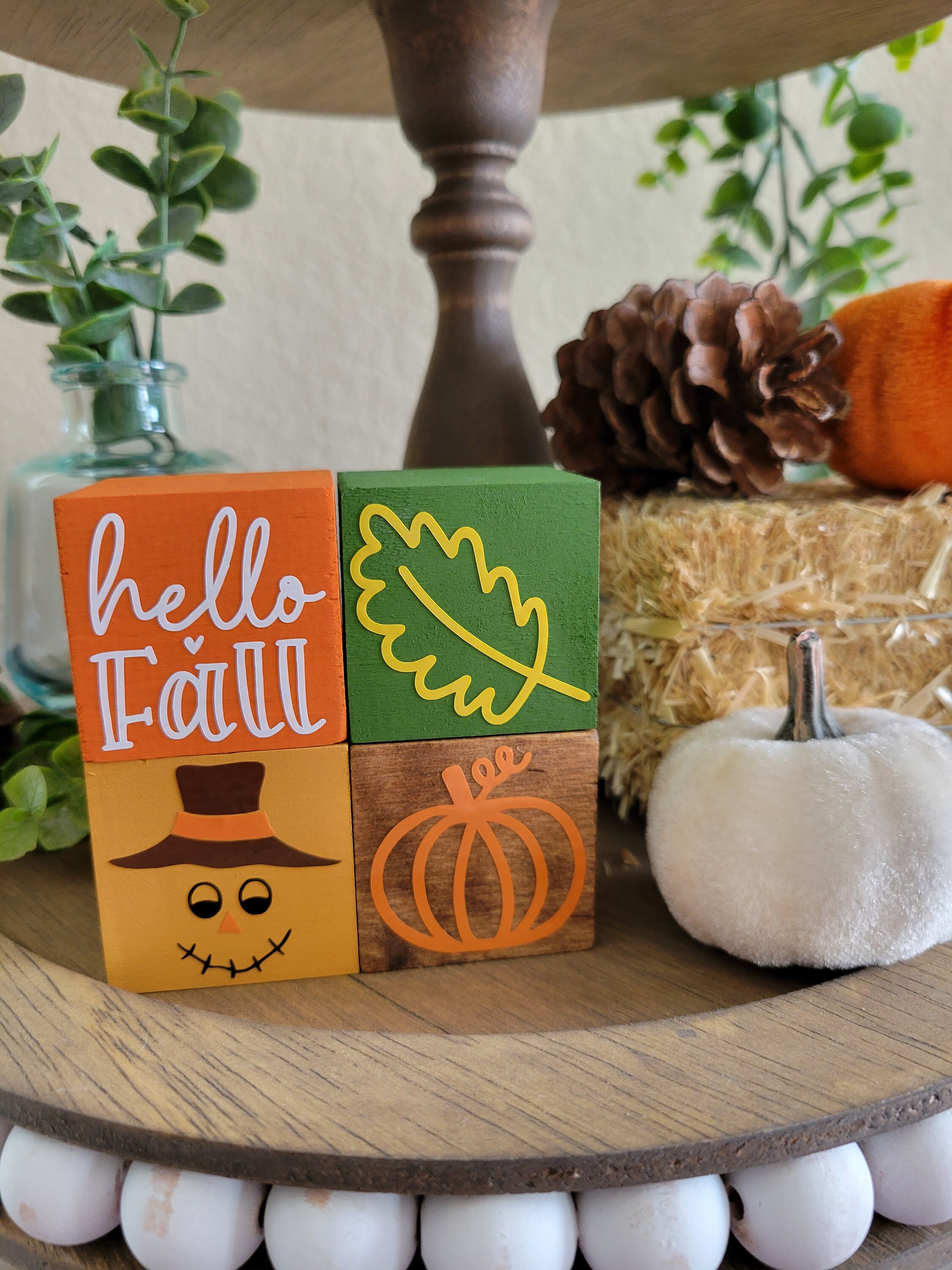 Fall Wooden Blocks/wooden Blocks/fall Decor/tiered Tray Decor/shelf ...