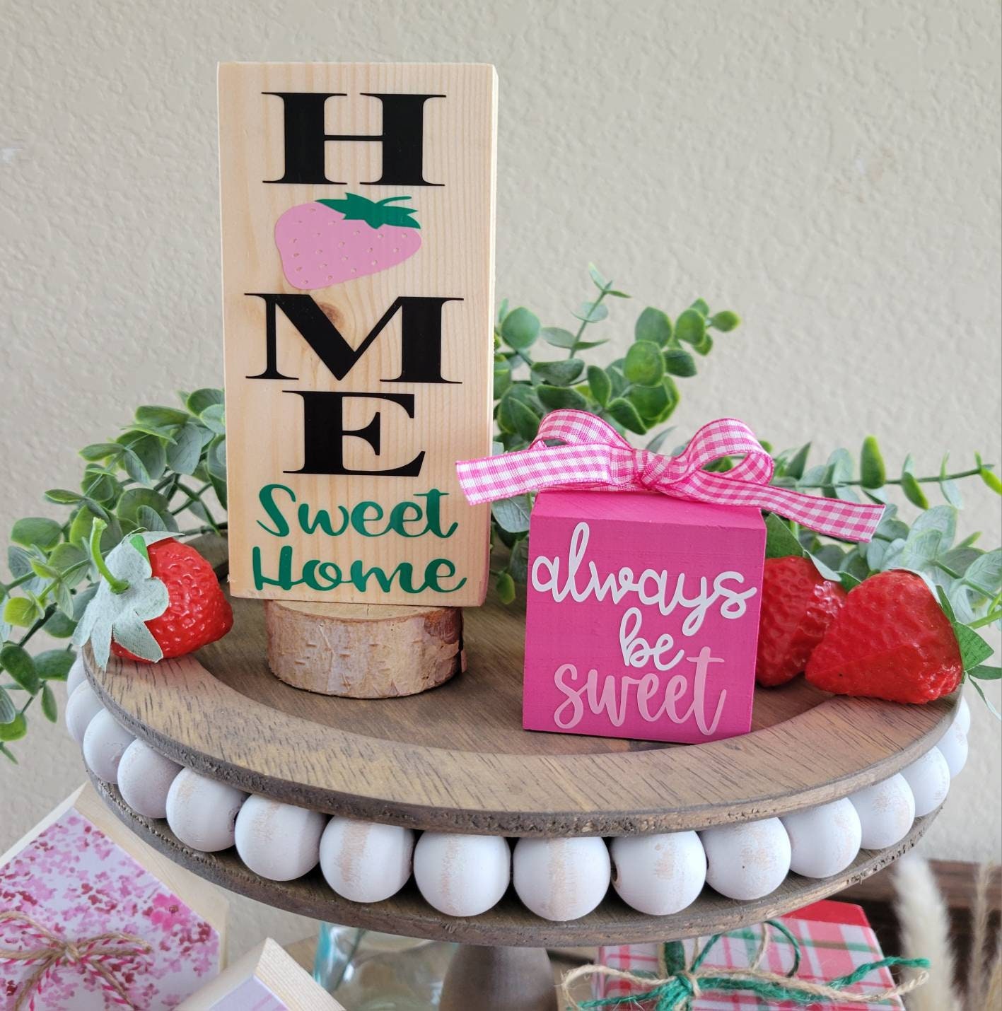 Strawberry Tiered Tray Decor Bundle, Tiered Tray, Strawberry Decor ...