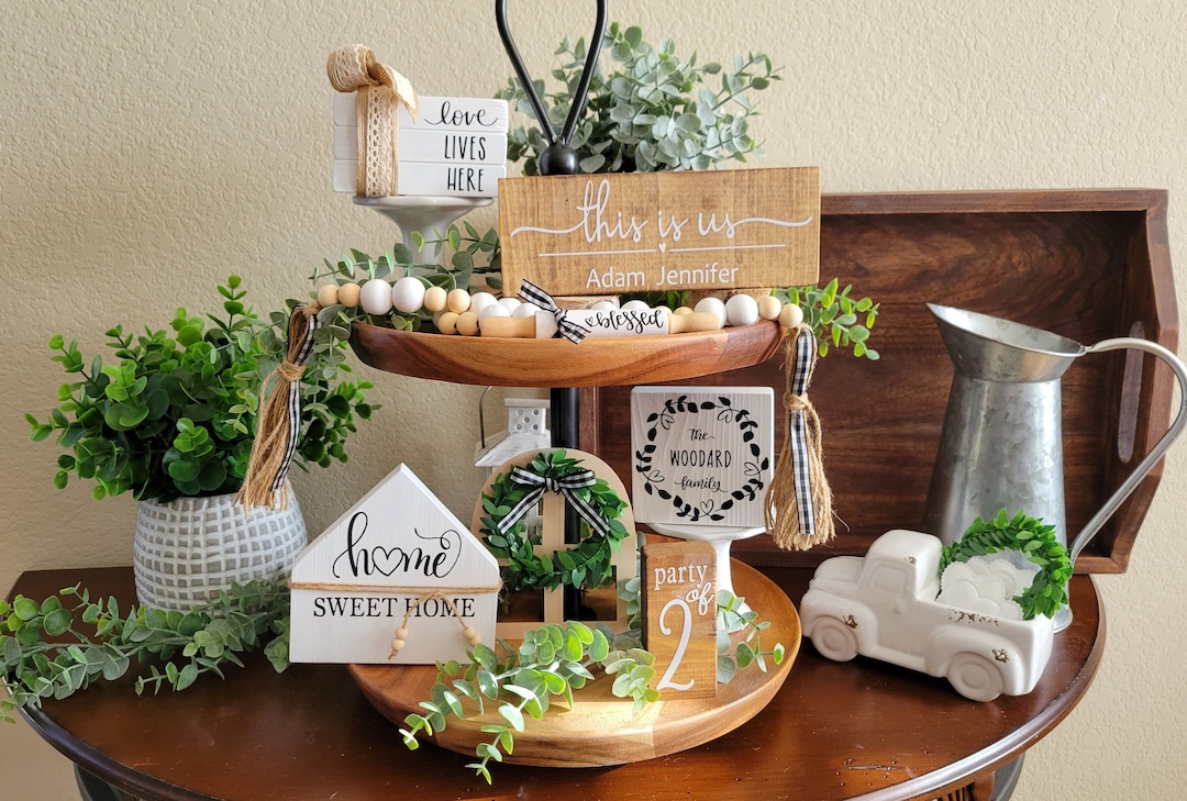 Rustic Farmhouse Tiered Tray Decor Bundle, Tiered Tray Decor, Rustic ...