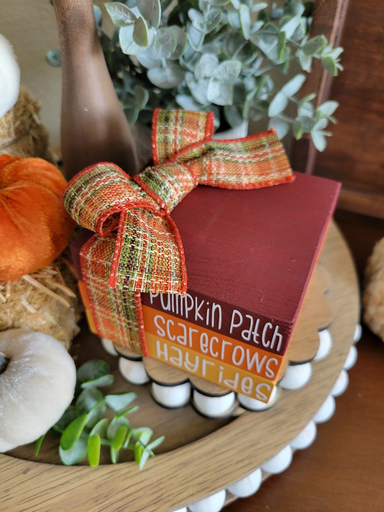 Fall Book Stack, Fall Tiered Tray Decor, Mini Wooden Books, Fall Decor ...