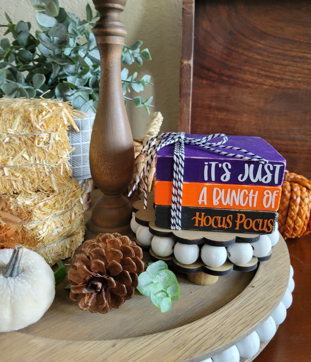 Hocus Pocus Book Stack, Halloween Tiered Tray, Wooden Books, Halloween ...