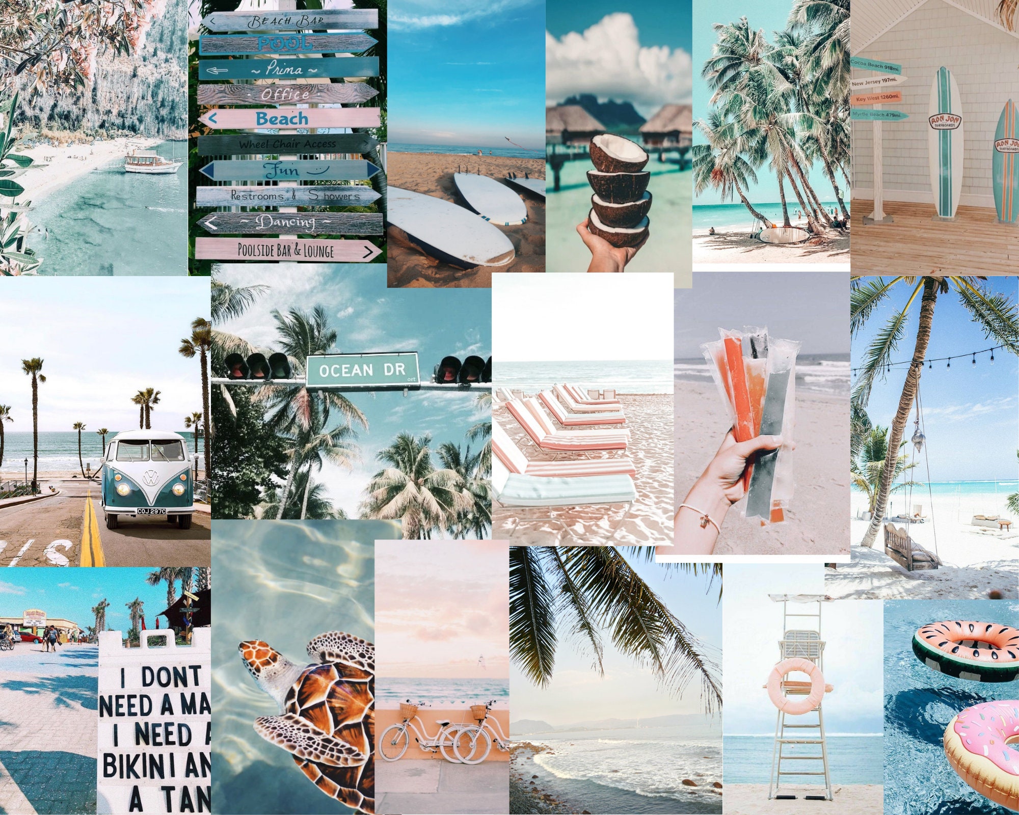 Beach Photo Collage 18pc Printed - Etsy