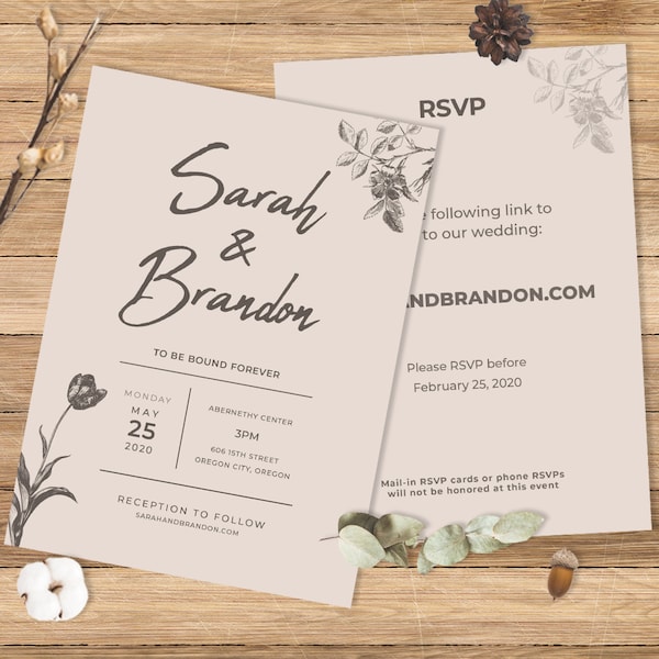 Printable Wedding Invitation Simple - Etsy