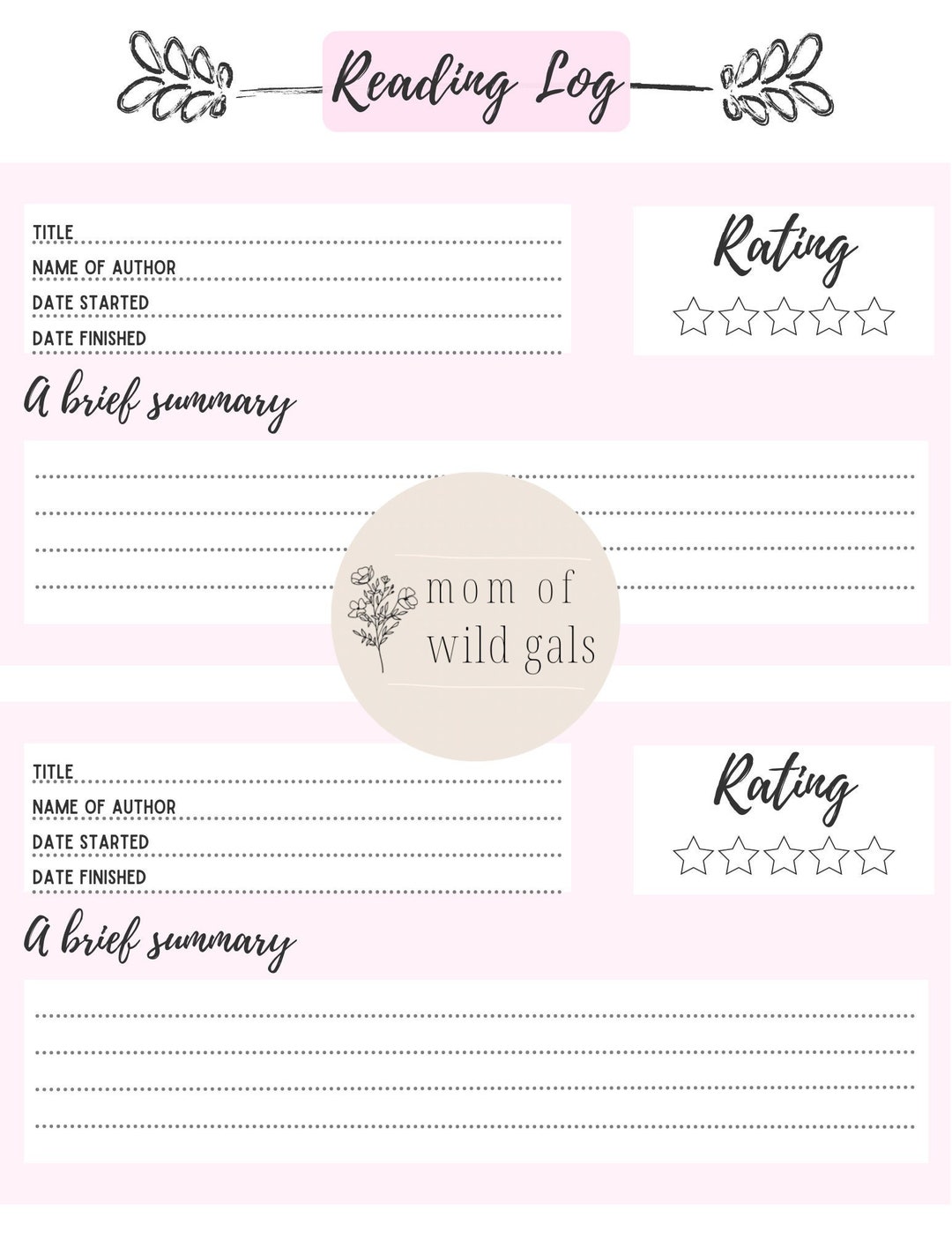 Homeschool Reading Log - Etsy