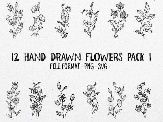 Wildflowers SVG Bundle Hand Drawn Flower Floral Flowers - Etsy
