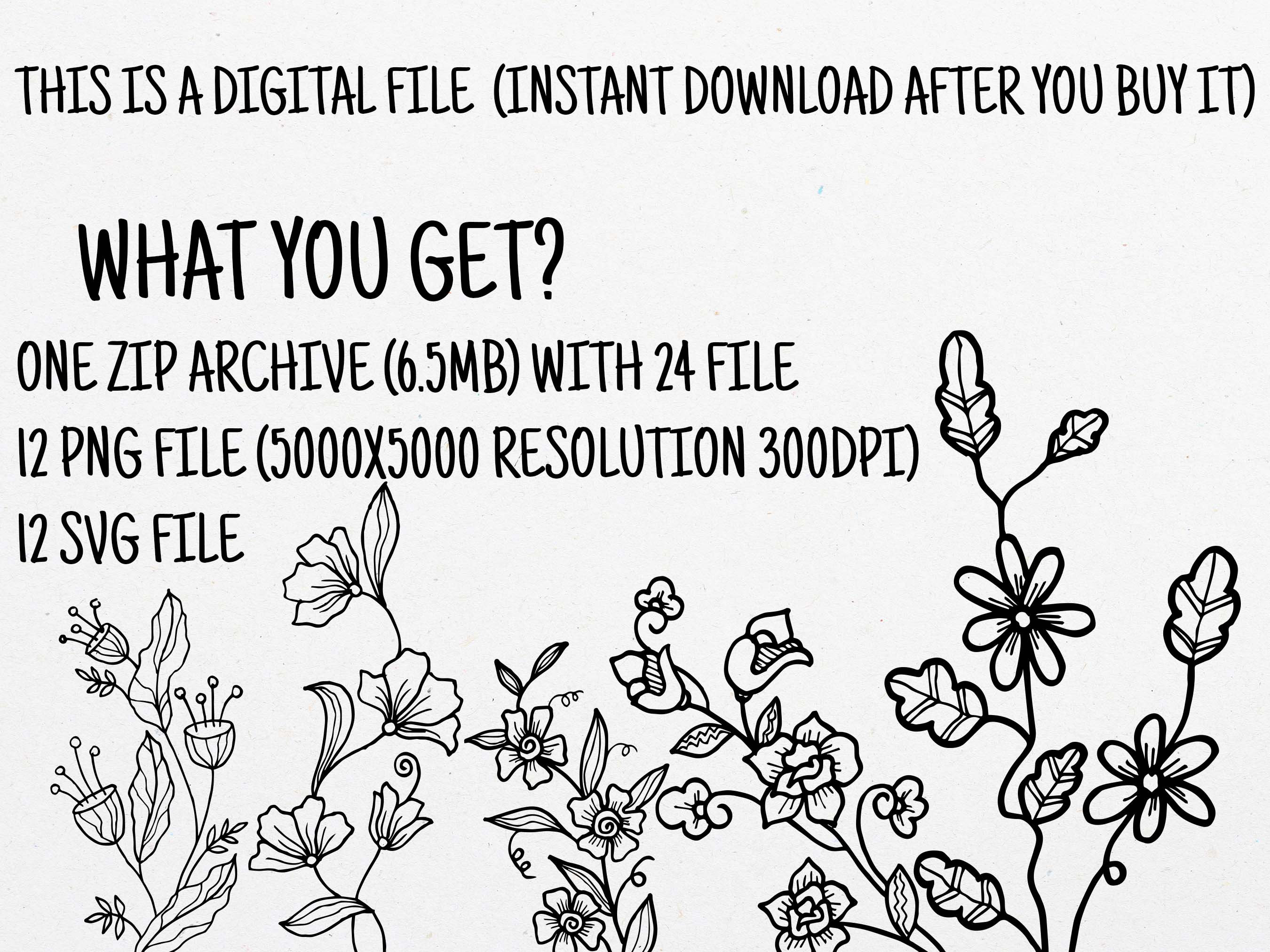 Wildflowers SVG Bundle, Hand Drawn Flower, Floral, Flowers, Botanic ...