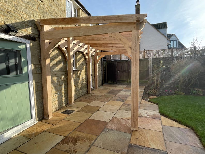 Oak Lean to Pergola 4.5m X 2.5m Handmade for Solar Panels or Roof - Etsy UK