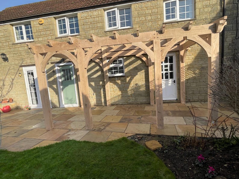 Oak Lean to Pergola 4.5m X 2.5m Handmade for Solar Panels or Roof - Etsy UK