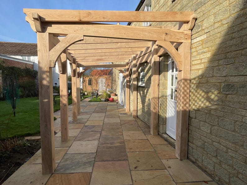 Oak Lean to Pergola 4.5m X 2.5m Handmade for Solar Panels or Roof - Etsy UK