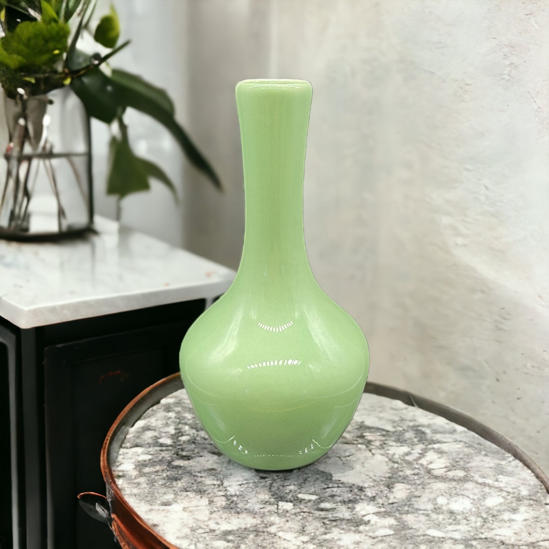 Haeger Mint Green Bud Long Neck Vase - Etsy