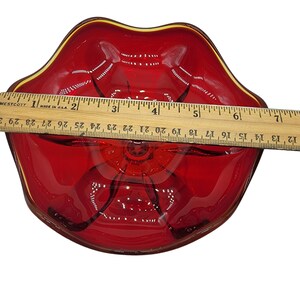 Viking Epic Amberina Ruby Red Six Petal Cadmium Glow Compote Candy Dish ...