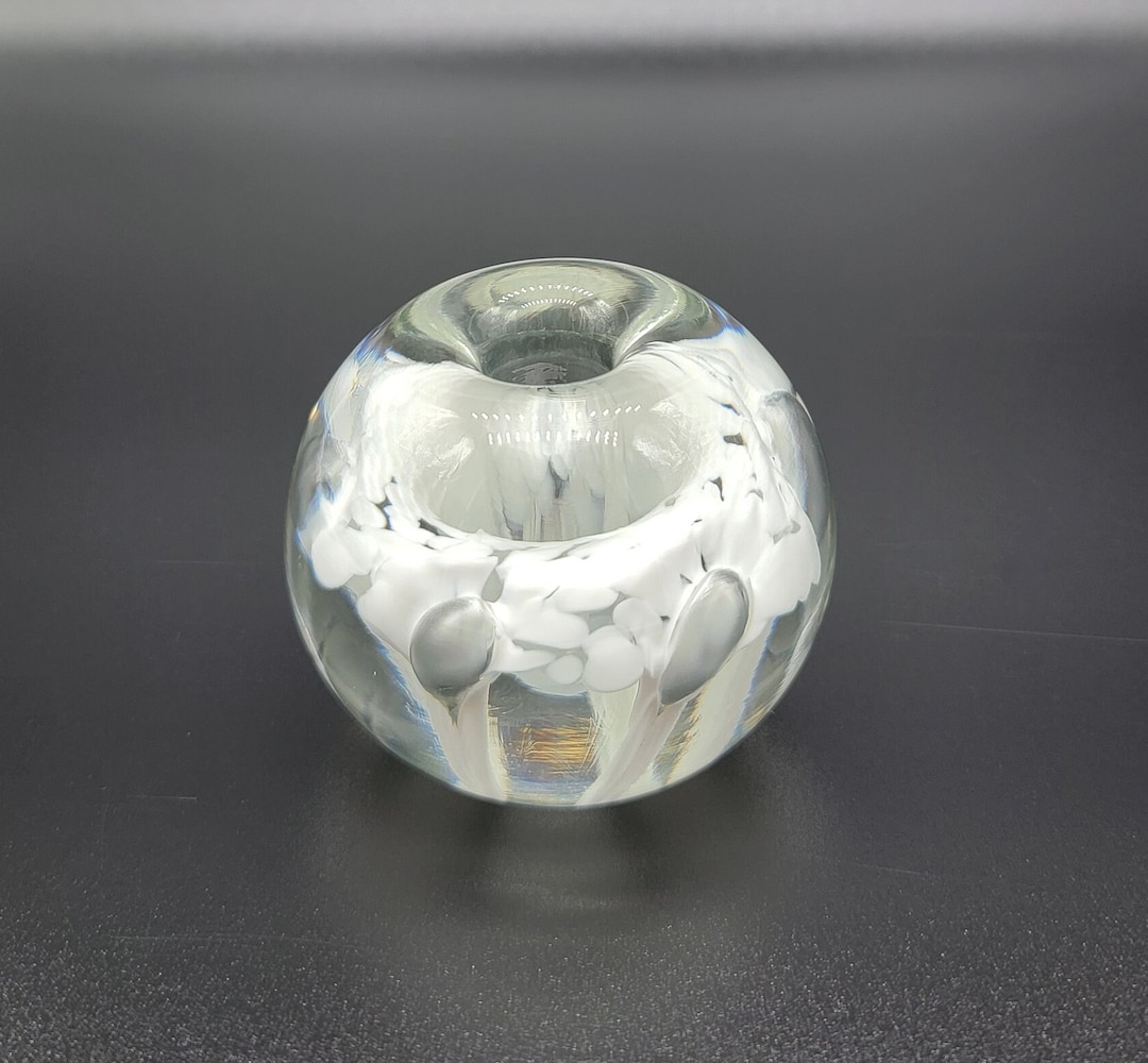 Clear Paperweight Pen Holder With White Flower Controlled Bubbles - Etsy