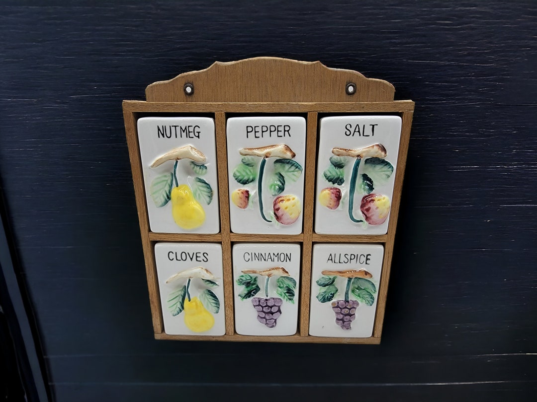 Wall Mount Japan Spice Rack Fruit Ceramic Shakers - Etsy