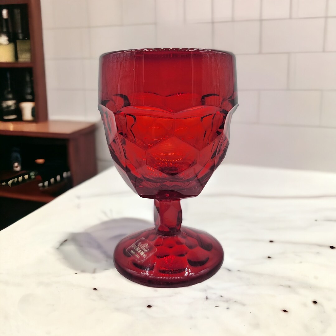 Viking Glass Georgian Ruby Red Water Goblet 12 Oz - Etsy