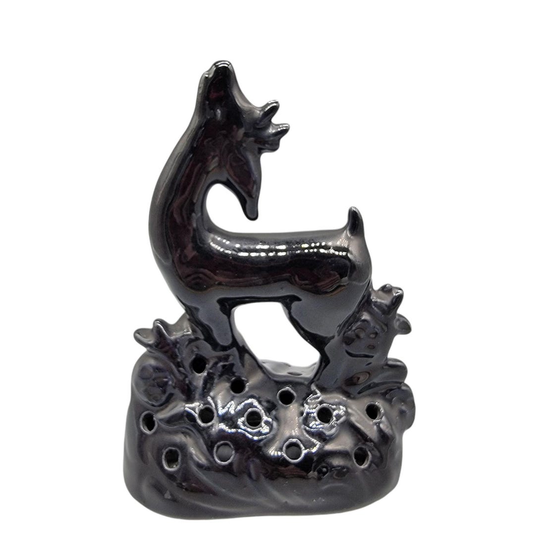Vintage Black Figural Deer Flower Frog Loveland Colorado Art Deco ...