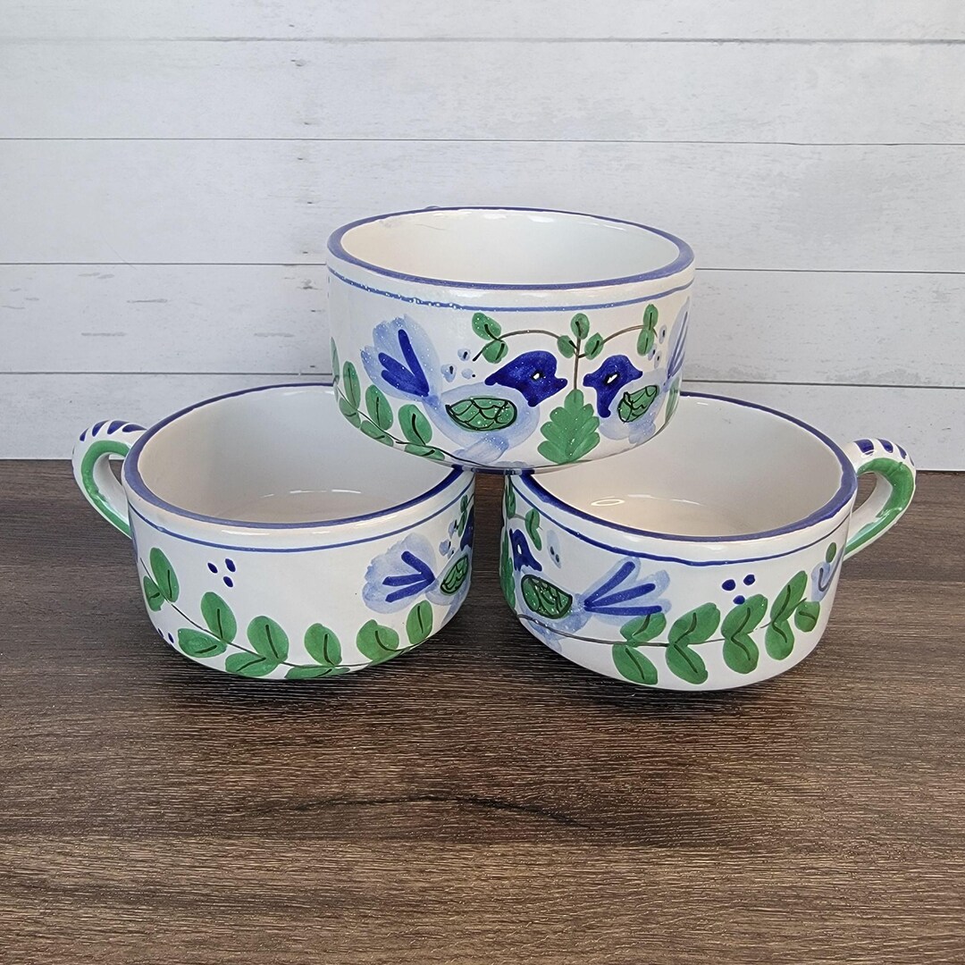 Set of 3 Sigma Taste Setter Hand Painted Pottery Italian Lovebird Soup ...