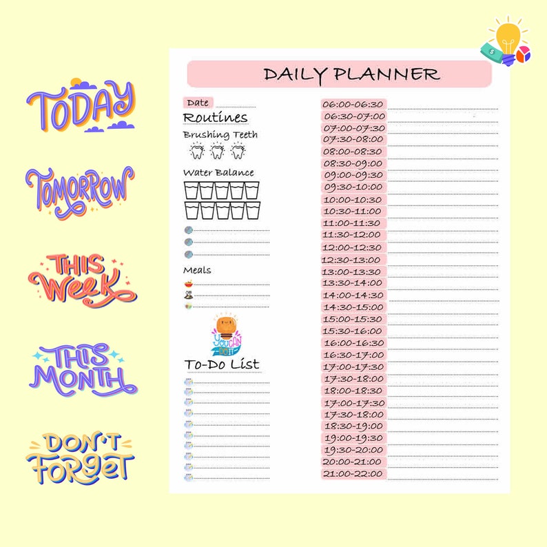 Daily Planner Printable | to Do List | Daily Routines | Printable ...