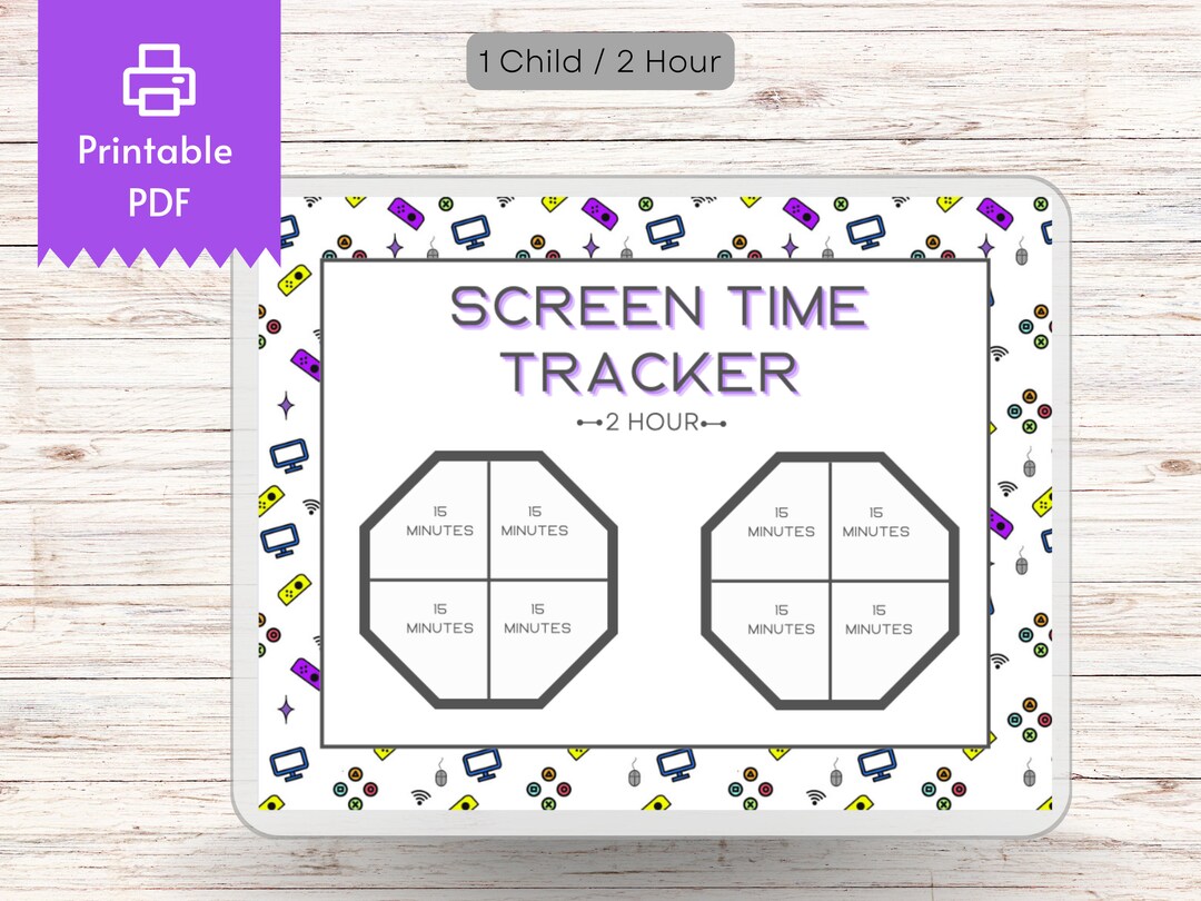 Screen Time Tracker, Screen Time Chart, Habit Tracker 1 Child/2 Hour - Etsy
