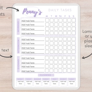Chore Chart for Kids, Daily Chores, Habit Tracker, Reward Chart, Kids ...