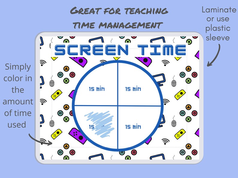 Screen Time Tracker, Screen Time Chart, Habit Tracker 1 Child/1 Hour - Etsy