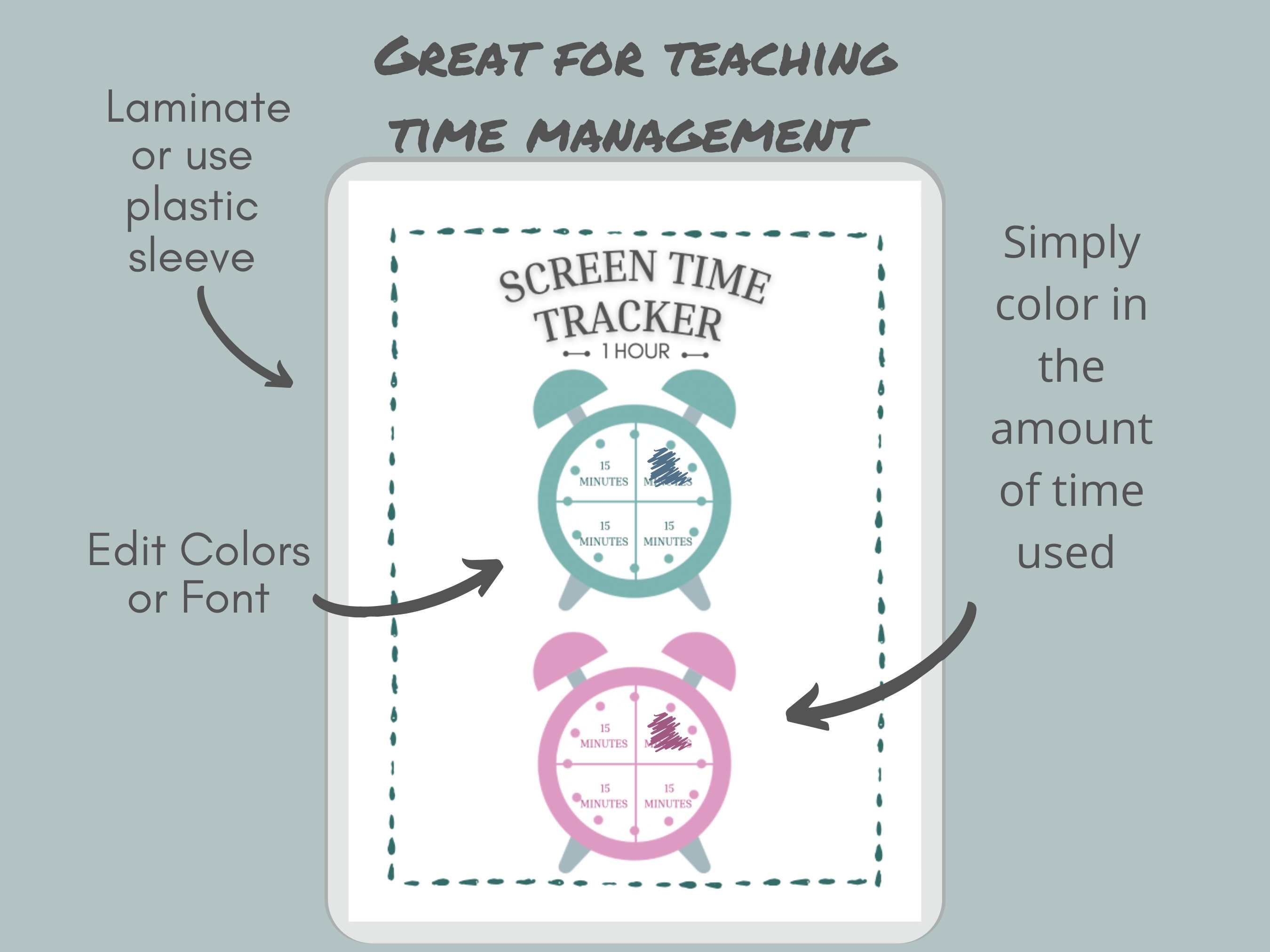 Screen Time Tracker, Screen Time Chart, Habit Tracker 2 Child/1 Hour - Etsy