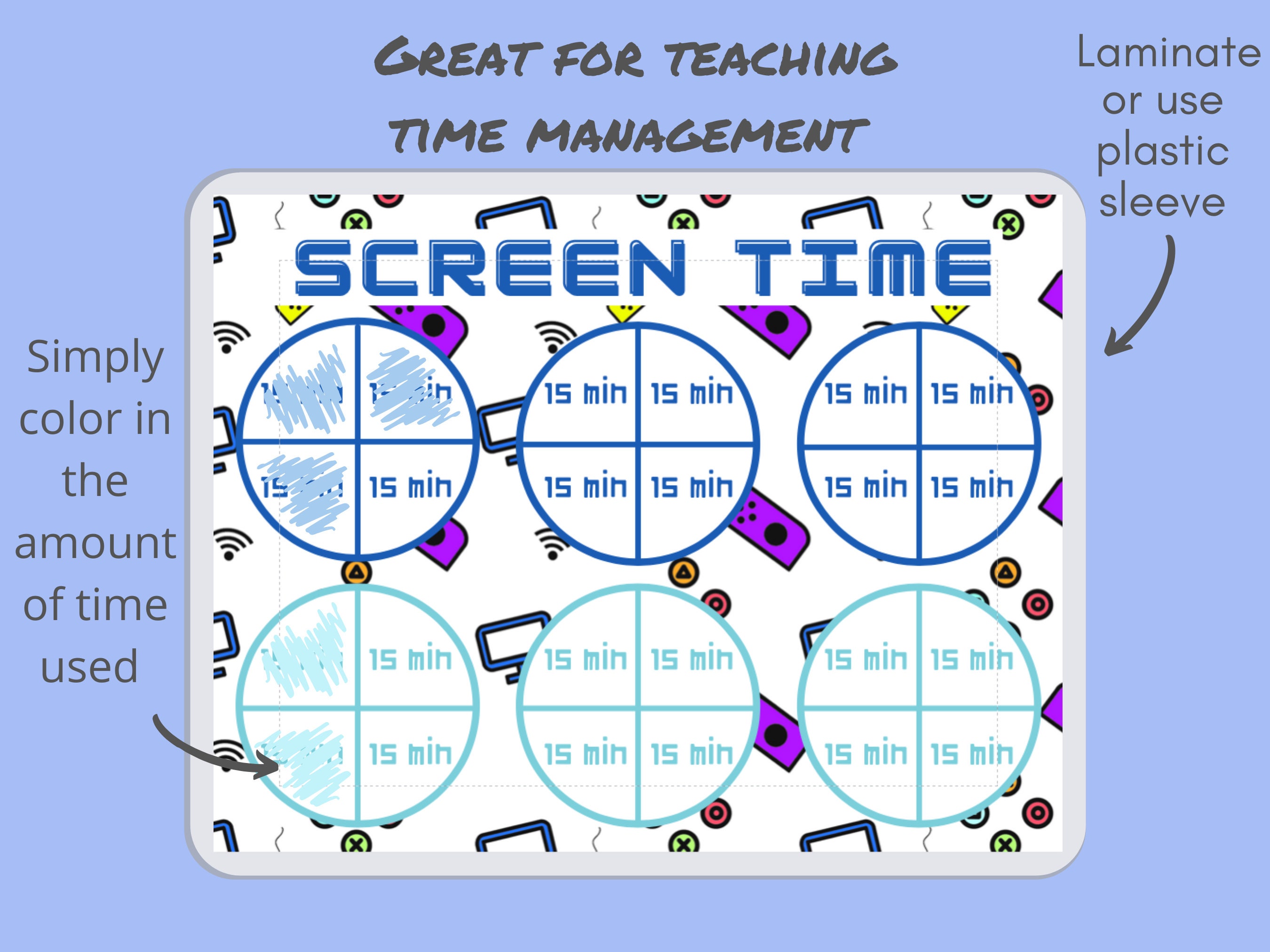 Screen Time Tracker, Screen Time Chart, Habit Tracker 2 Child/3 Hour - Etsy