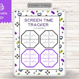 Screen Time Tracker, Screen Time Chart, Habit Tracker 2 Child/2 Hour - Etsy