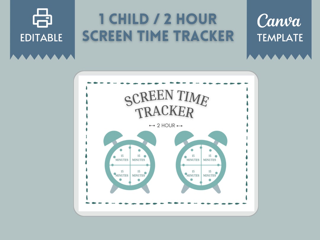 Screen Time Tracker, Screen Time Chart, Habit Tracker 1 Child/2 Hour - Etsy