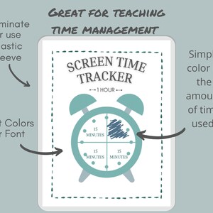 Screen Time Tracker, Screen Time Chart, Habit Tracker 1 Child/1 Hour - Etsy