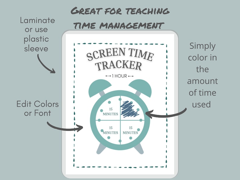 Screen Time Tracker, Screen Time Chart, Habit Tracker 1 Child/1 Hour - Etsy
