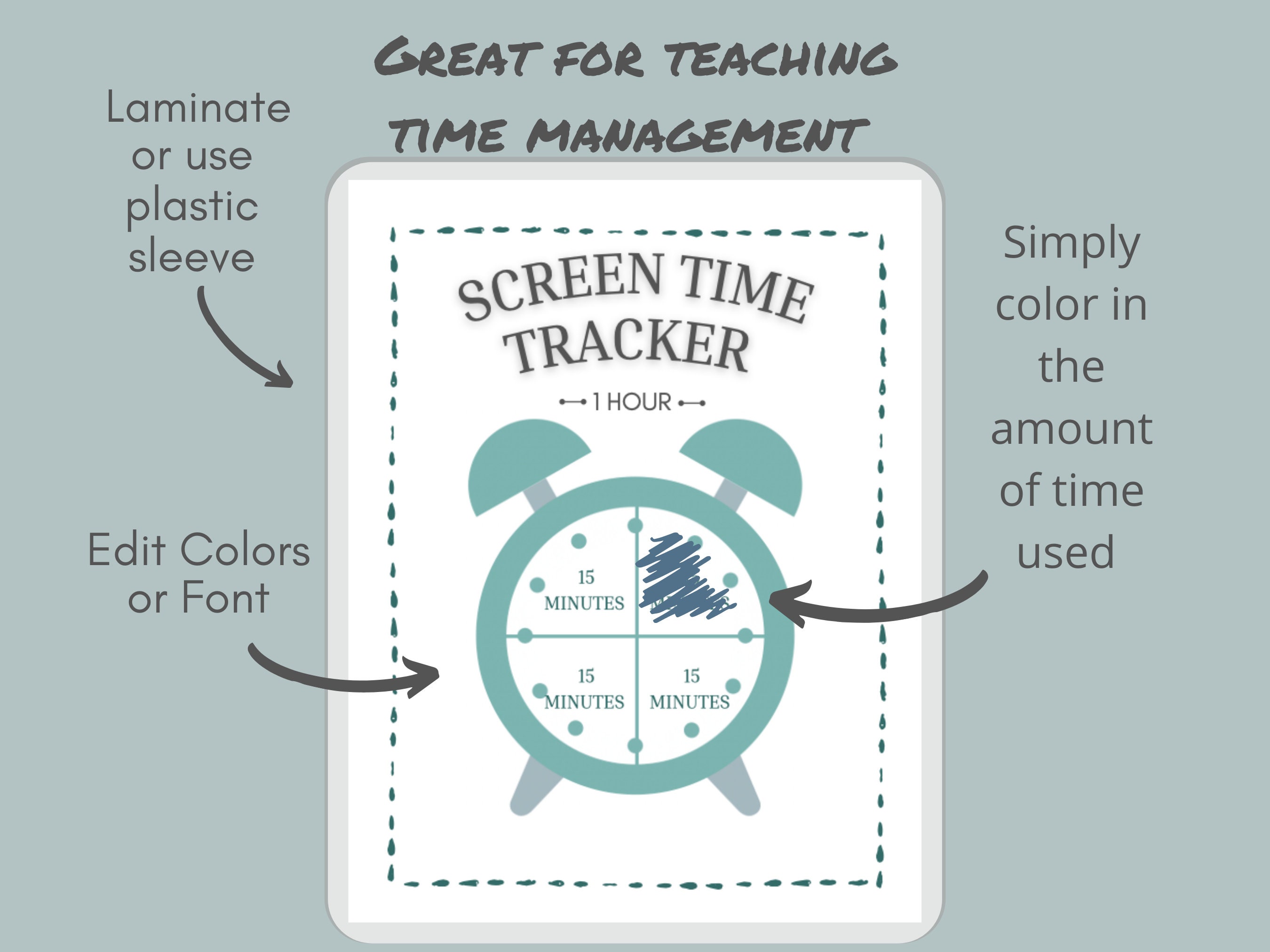 Screen Time Tracker, Screen Time Chart, Habit Tracker 1 Child/1 Hour - Etsy