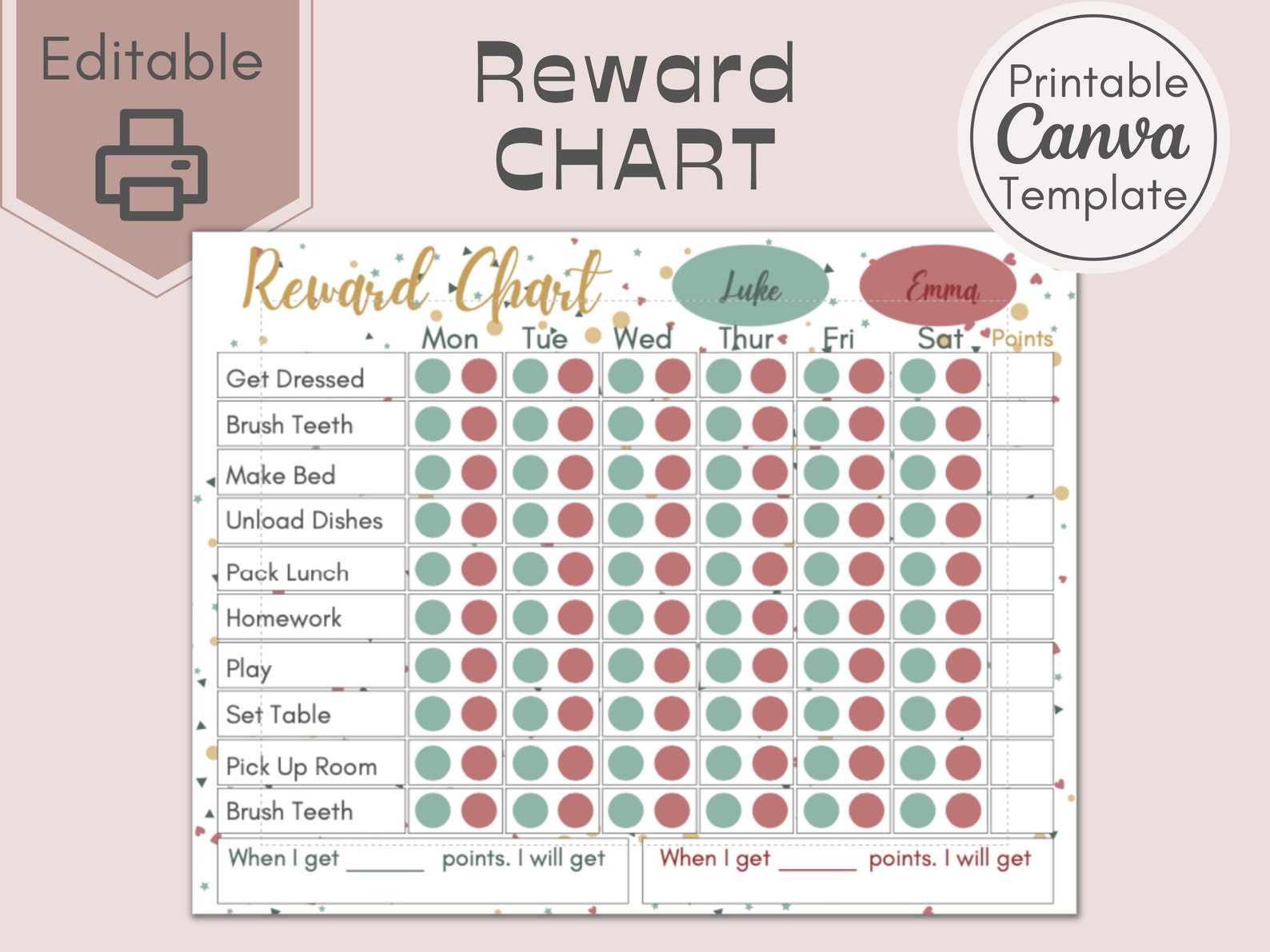 Chore Chart for Kids Daily Chores Habit Tracker Reward | Etsy