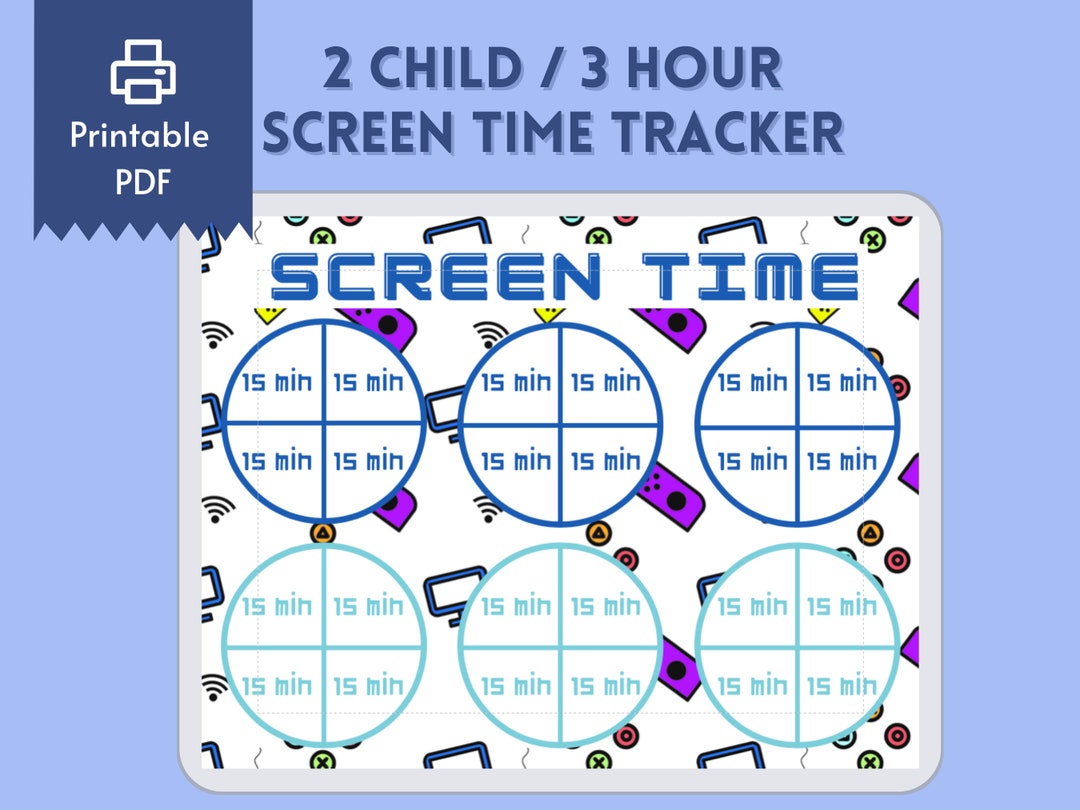 Screen Time Tracker, Screen Time Chart, Habit Tracker 2 Child/3 Hour - Etsy