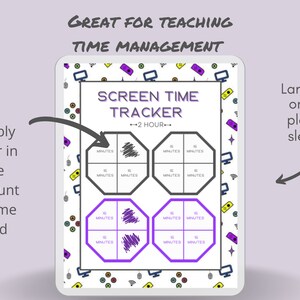 Screen Time Tracker, Screen Time Chart, Habit Tracker 2 Child/2 Hour - Etsy