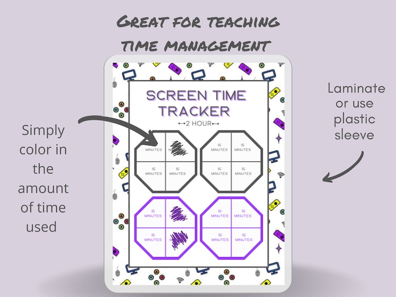 Screen Time Tracker, Screen Time Chart, Habit Tracker 2 Child/2 Hour - Etsy