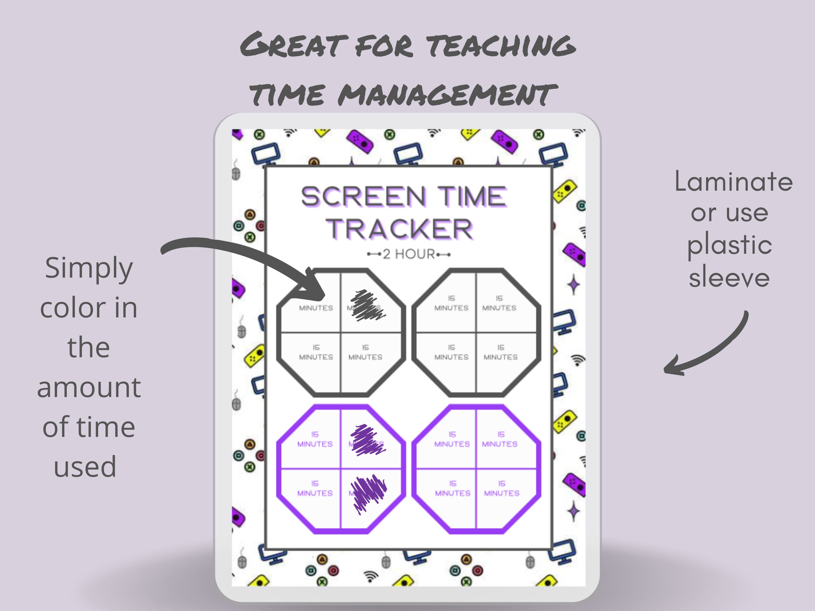 Screen Time Tracker, Screen Time Chart, Habit Tracker 2 Child/2 Hour - Etsy