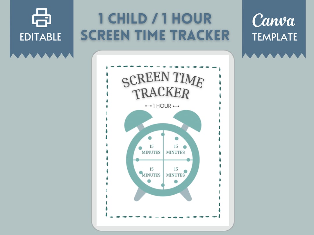 Screen Time Tracker, Screen Time Chart, Habit Tracker 1 Child/1 Hour - Etsy