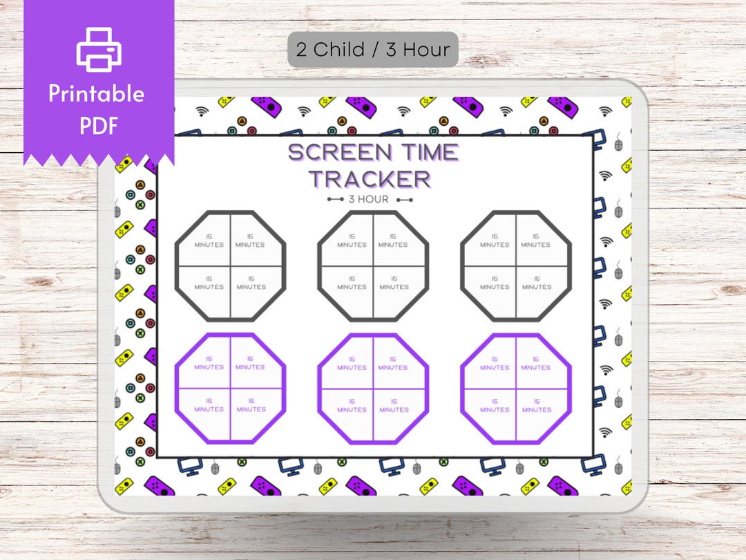 Screen Time Tracker, Screen Time Chart, Habit Tracker 2 Child/3 Hour - Etsy