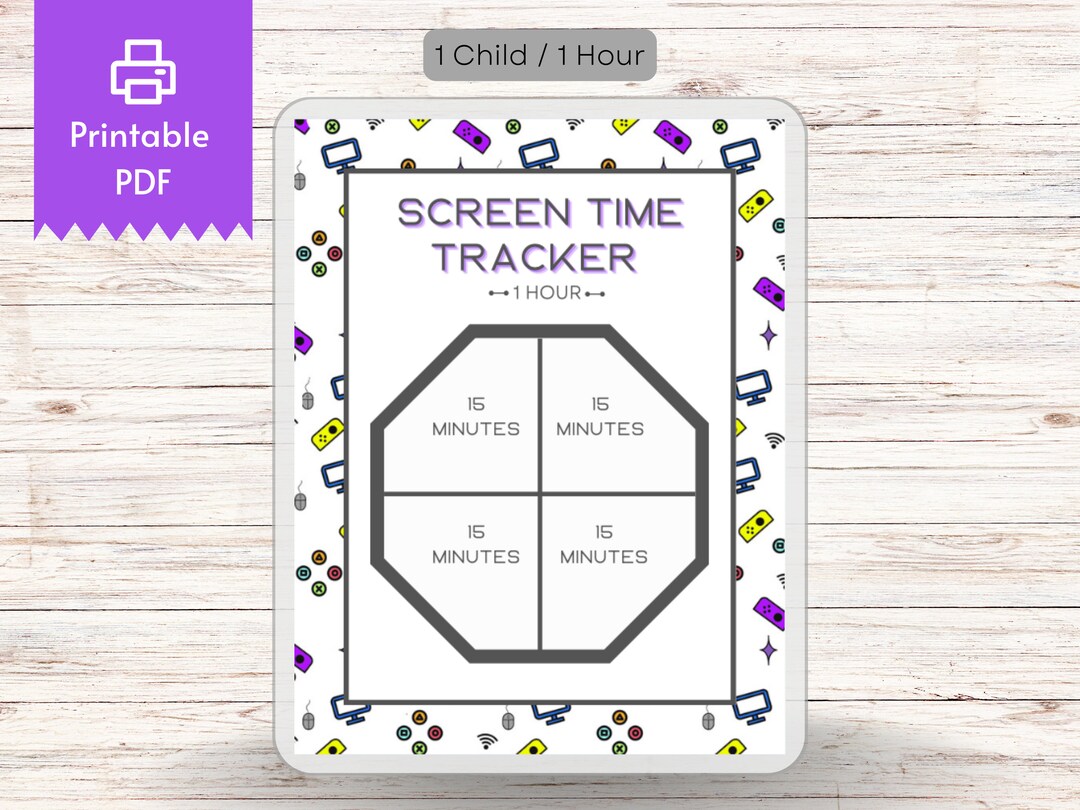 Screen Time Tracker, Screen Time Chart, Habit Tracker 1 Child/1 Hour - Etsy