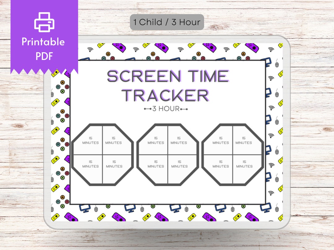 Screen Time Tracker, Screen Time Chart, Habit Tracker 1 Child/3 Hour - Etsy