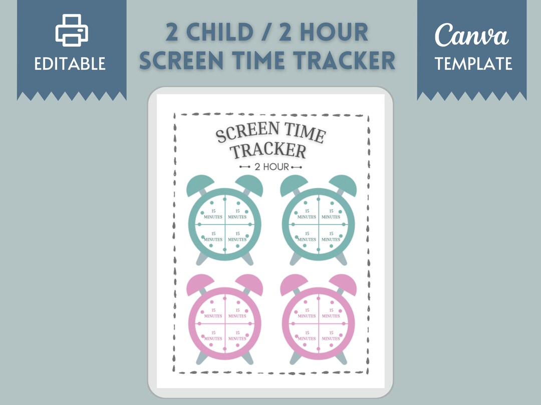 Screen Time Tracker, Screen Time Chart, Habit Tracker 2 Child/2 Hour - Etsy