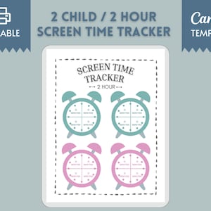 Screen Time Tracker, Screen Time Chart, Habit Tracker 2 Child/2 Hour - Etsy