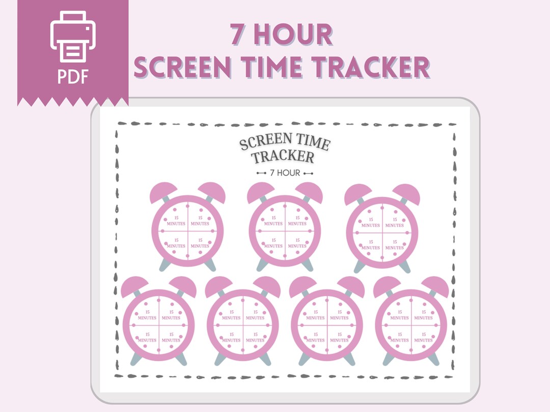 Screen Time Tracker, Screen Time Chart, Habit Tracker 1 Child/7 Hour - Etsy