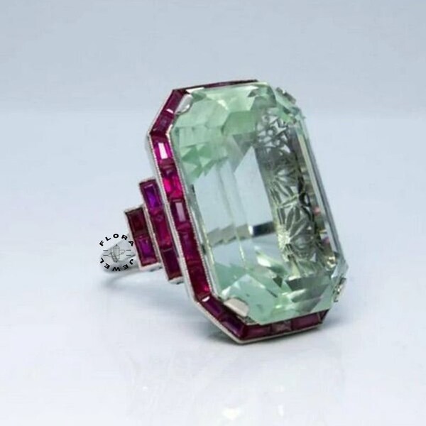 Emerald Cut Ruby Ring - Etsy