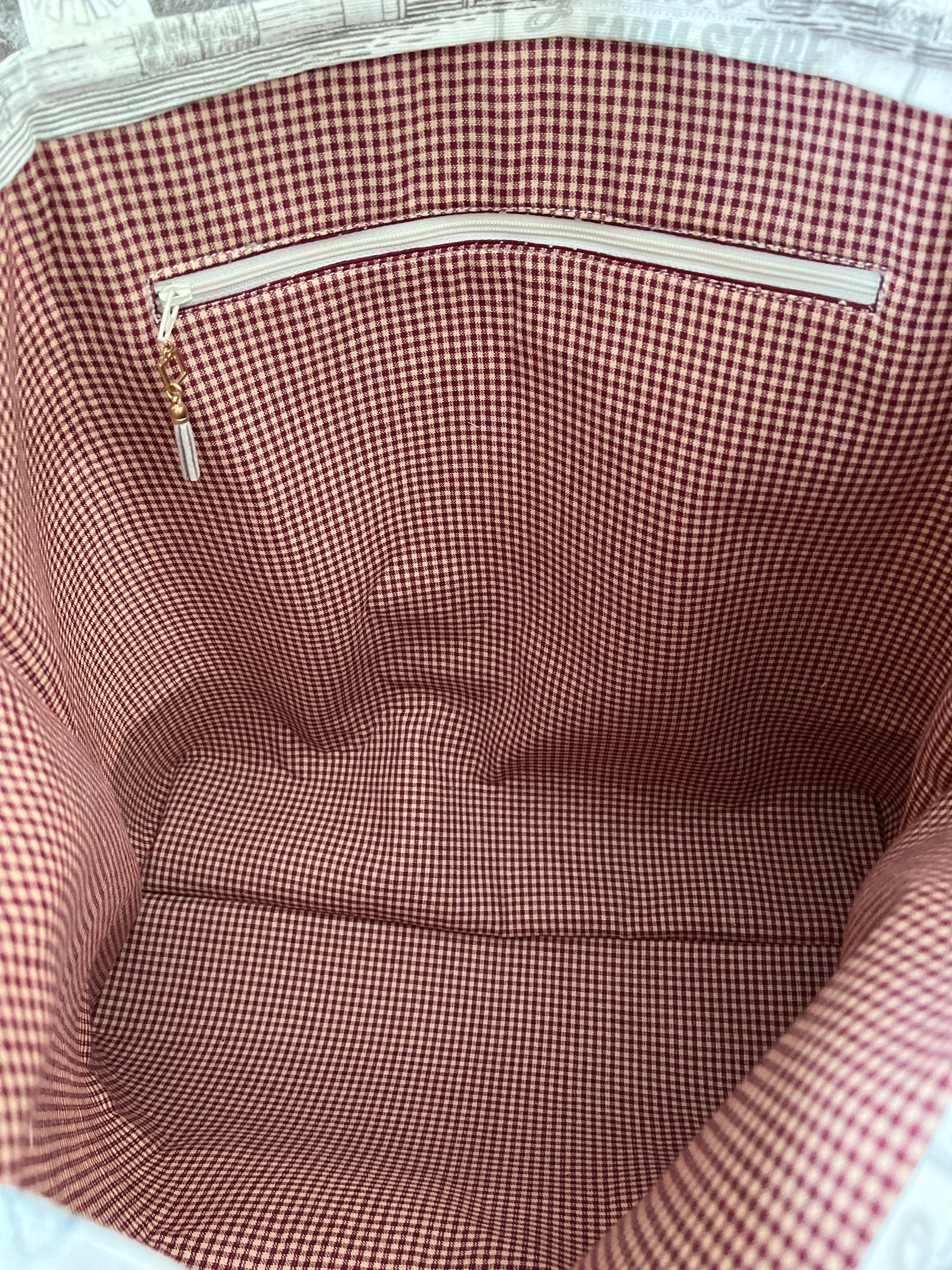 Tote Bag, Large Tote, Farmhouse Tote, White Tote, Zipper Pocket Tote ...