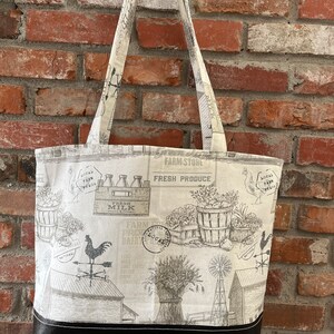 Farmhouse Canvas Tote Bag, Large Zipper Pocket, Grocery Market - Etsy