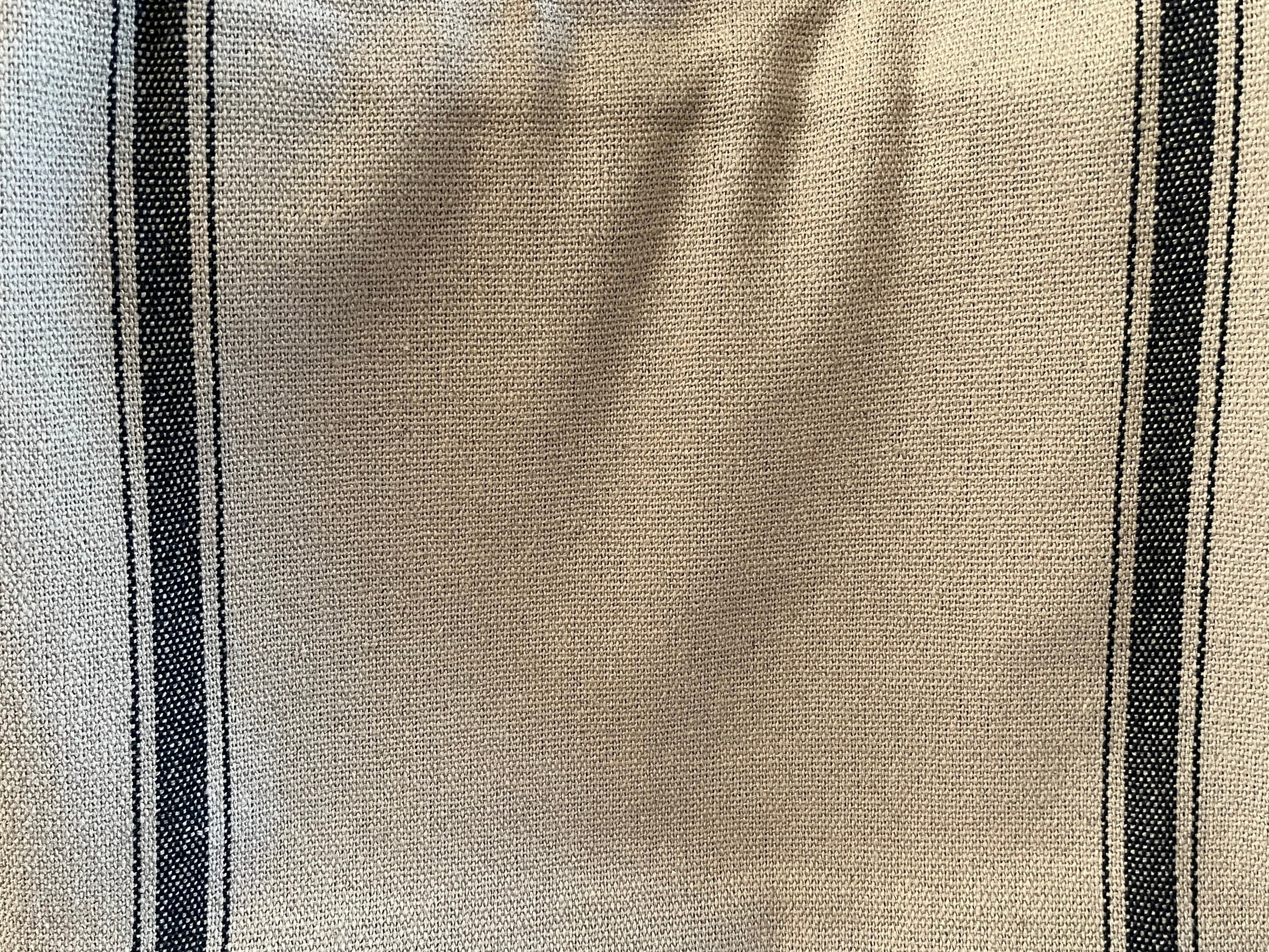 Farmhouse Tote, Brown With Black Stripes Grain Sack Tote, Zipper Pocket ...